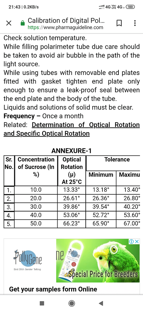 Polarimeter calibration - Pharmaguideline Forum